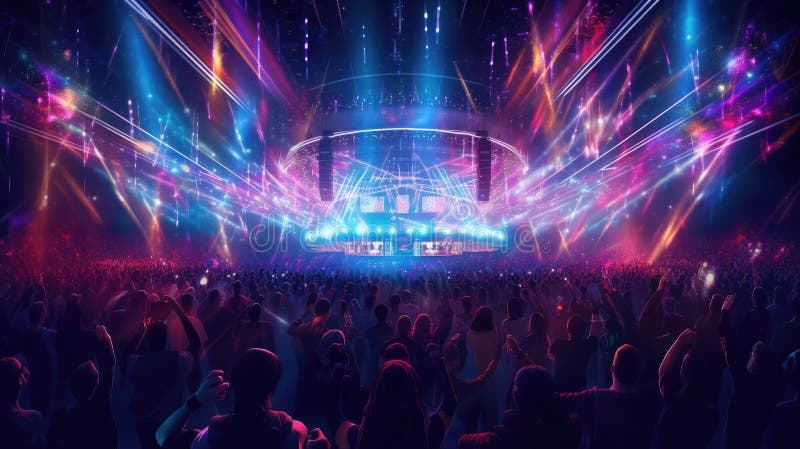 Concert Party Disco. Crowd at Concert Stock Illustration - Illustration ...