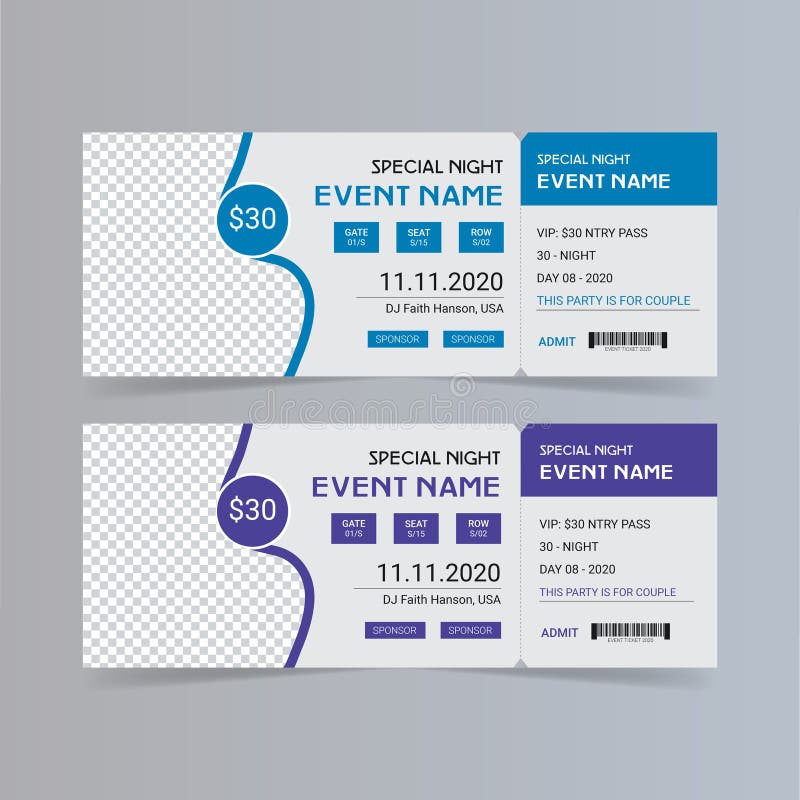 Creative Event Ticket Template Design Stock Vector - Illustration of ...