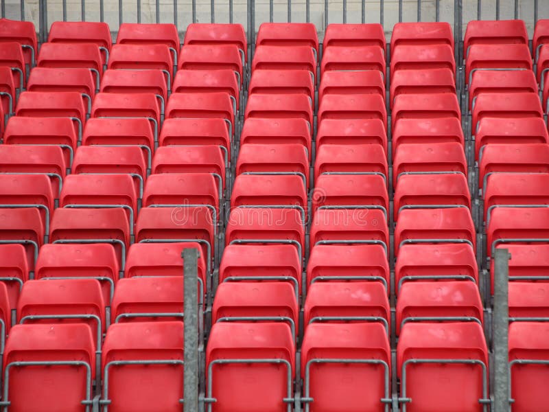 Concert Platform Closeup with Rows of Red Plastic Seats Stock Image ...