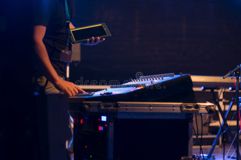Concert preparation stock photo. Image of gear, console - 76836390