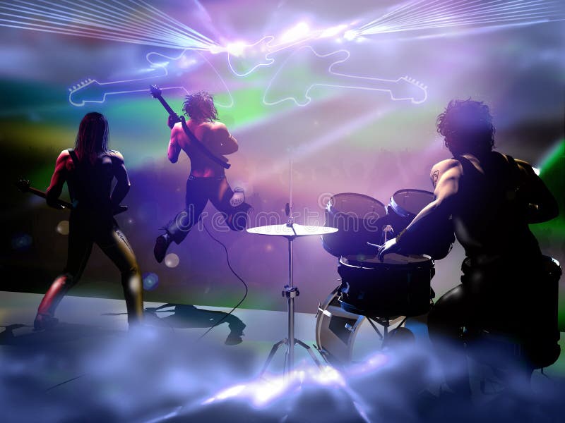 Concert of Rock band stock illustration. Illustration of instrument ...