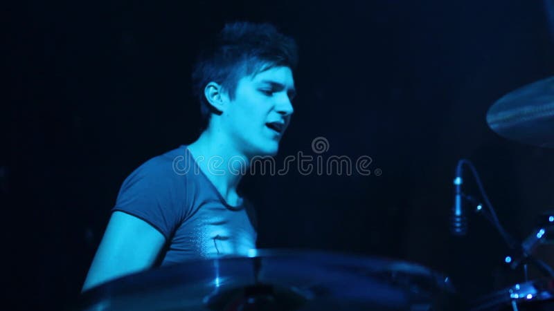 Concert of Rock Band. Drummer Playing on Stage Stock Footage - Video of ...