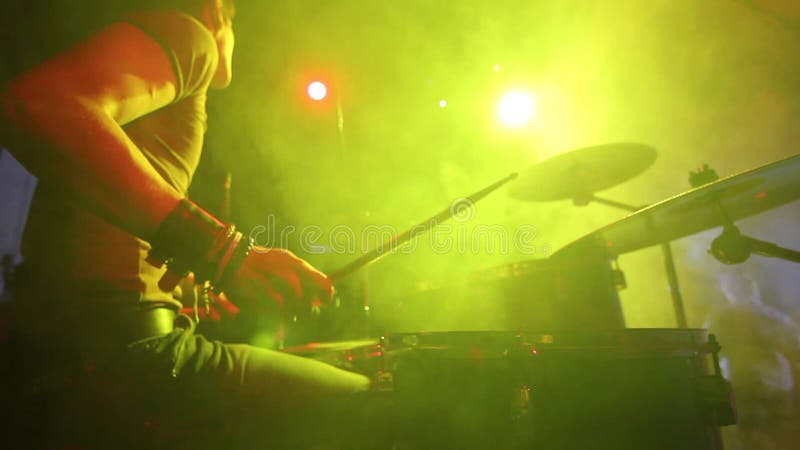Concert of Rock Band. Drummer Playing on Stage Stock Footage - Video of ...