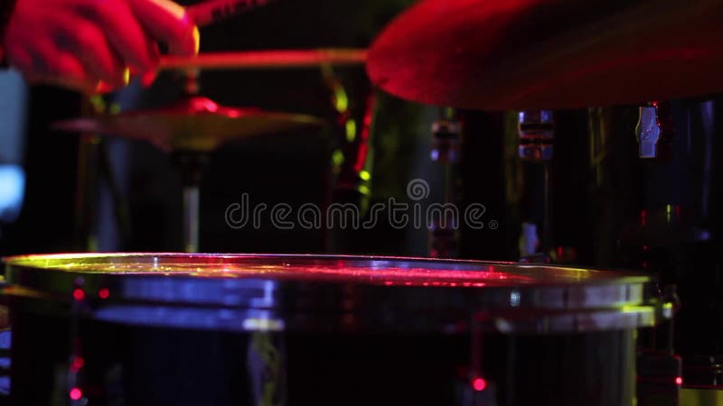 Concert of Rock Band. Drummer Playing on Stage Stock Footage - Video of ...