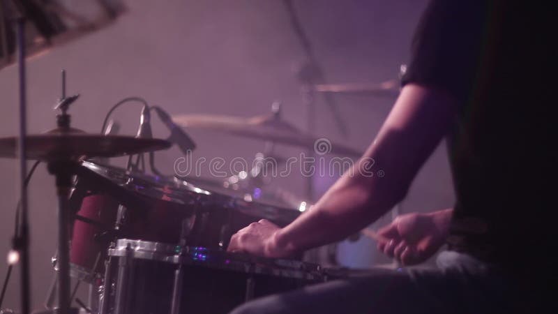 Concert of Rock Band. Drummer Playing on Stage Stock Footage - Video of ...