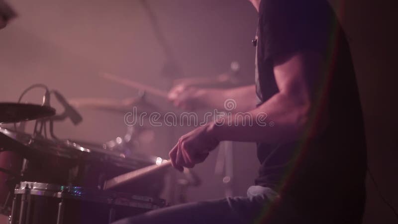 Concert of Rock Band. Drummer Playing on Stage Stock Footage - Video of ...