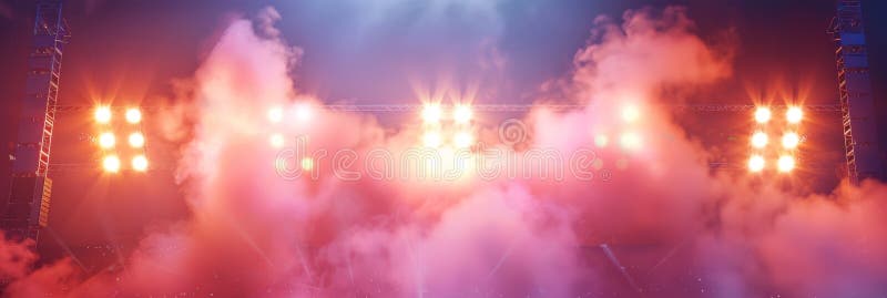 Concert Scene with Bright Light Beams and Smoke Stock Photo - Image of ...
