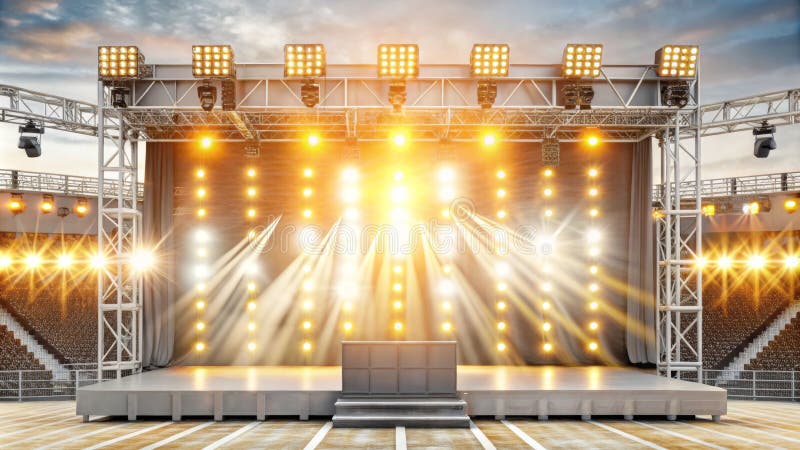Concert Stage with Bright Lights at Super Bowl Event Arena Stock Photo ...