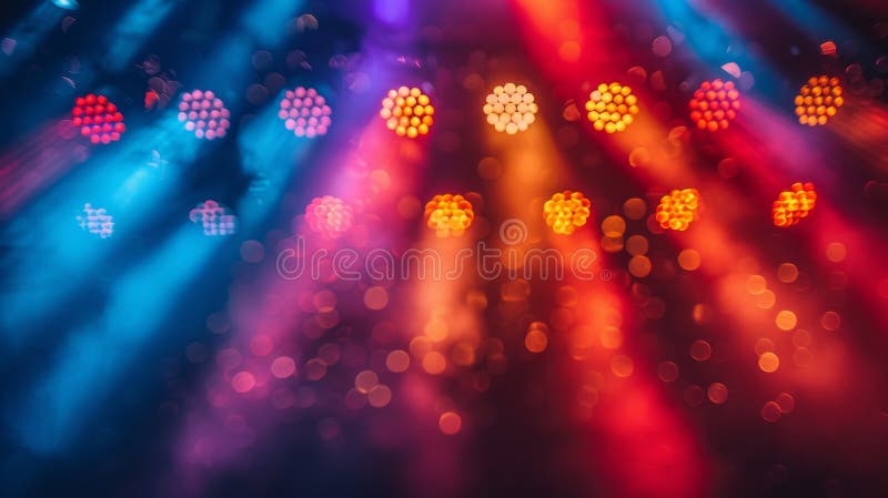 Concert Stage with Colorful Lights and Bokeh Effect, Vibrant ...