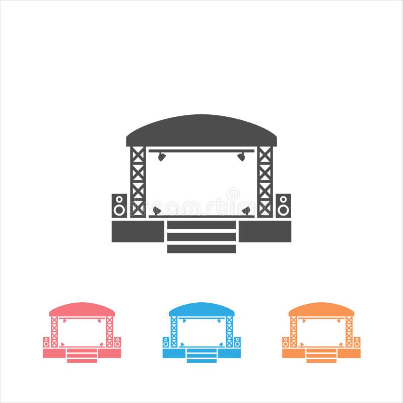 Concert Stage Icon Set on White. Vector Stock Vector - Illustration of ...