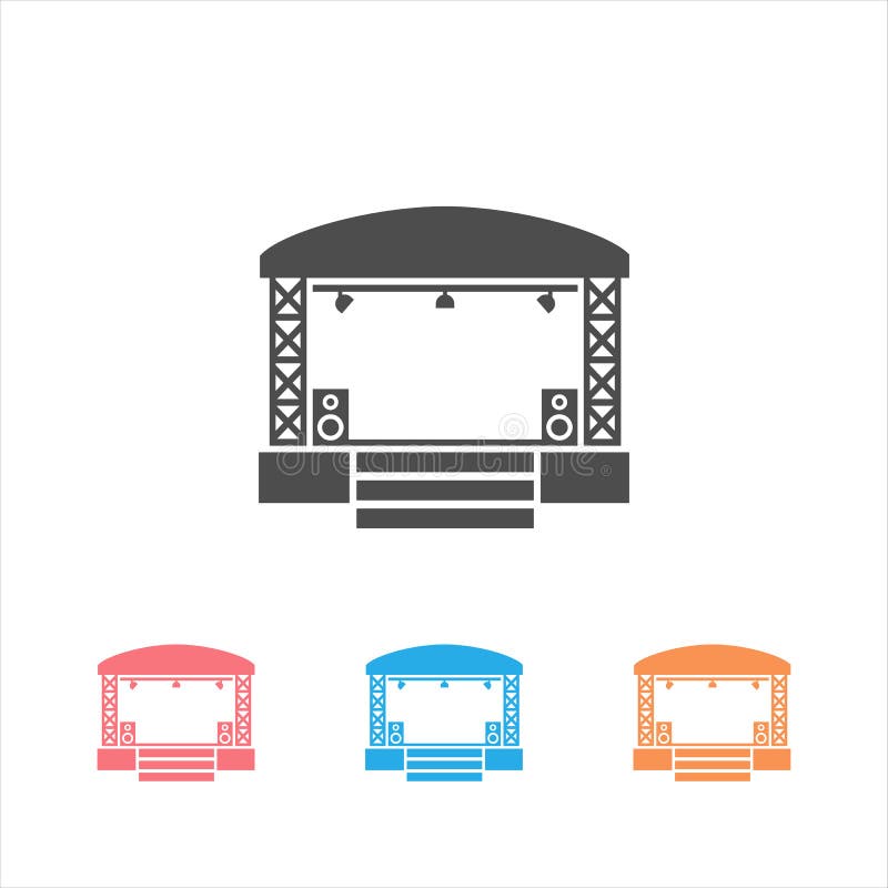 Concert Stage Icon Set on White. Vector Stock Vector - Illustration of ...