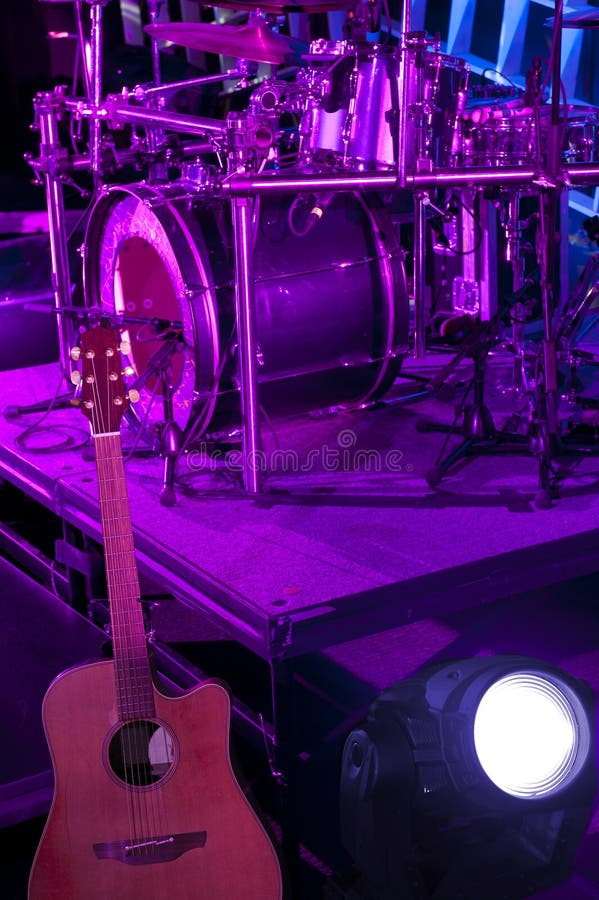 Concert Stage Lit and Ready Stock Photo - Image of lighting ...