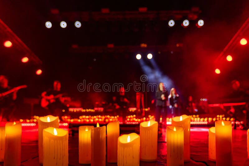 Concert Stage with Lots of Candles Stock Image - Image of candle ...