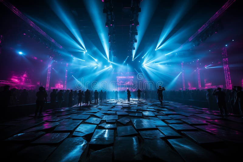 Concert Stage Made of LED Panels, Laser Lighting with Holographic ...