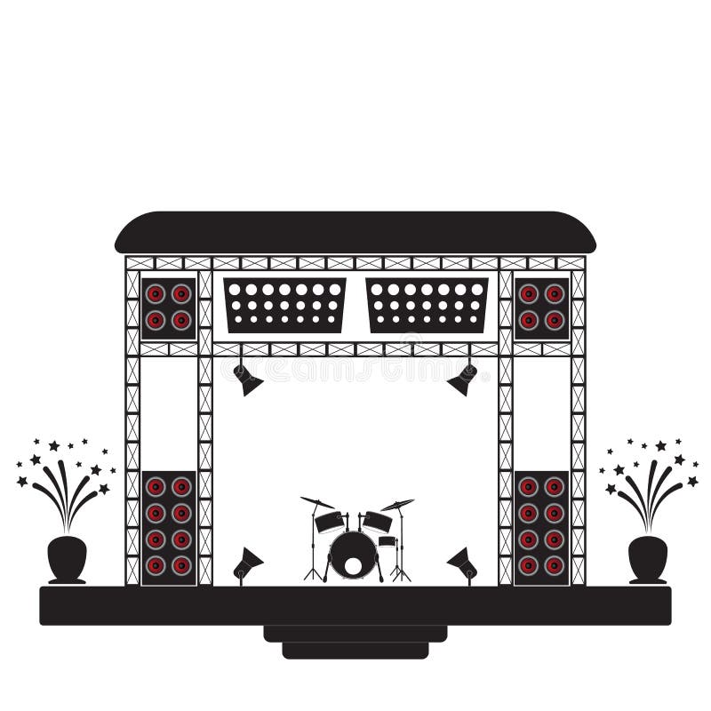 Concert Stage and Musical Equipment. Stock Vector - Illustration of ...