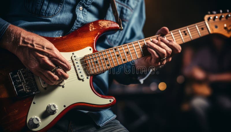 Concert Stage Performance with Guitarist, Soft Blur Concept, Recording ...