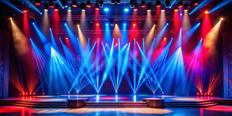 Concert Stage with Red and Blue Spotlights - a Dramatic Stage Setup ...