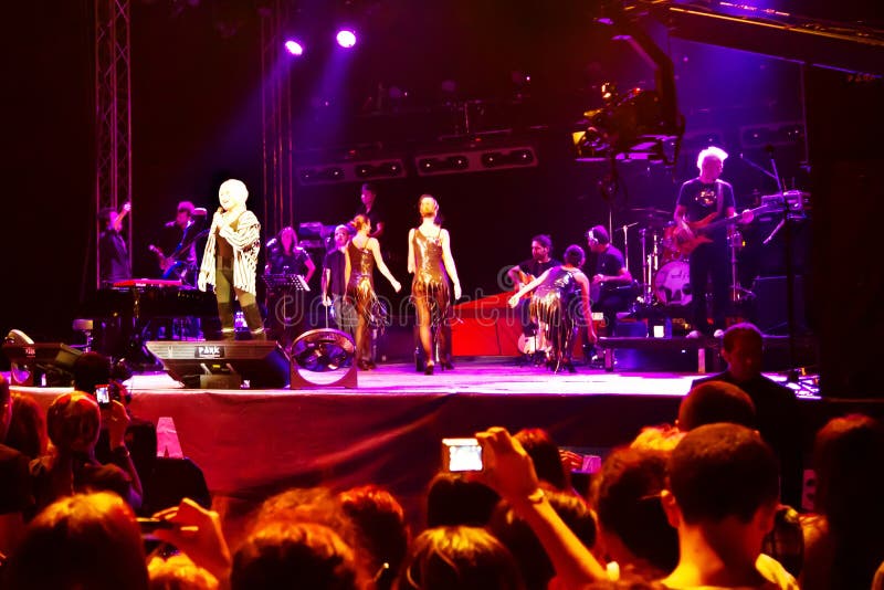 Concert Stage on Scene among Excited Spectators Editorial Photography ...