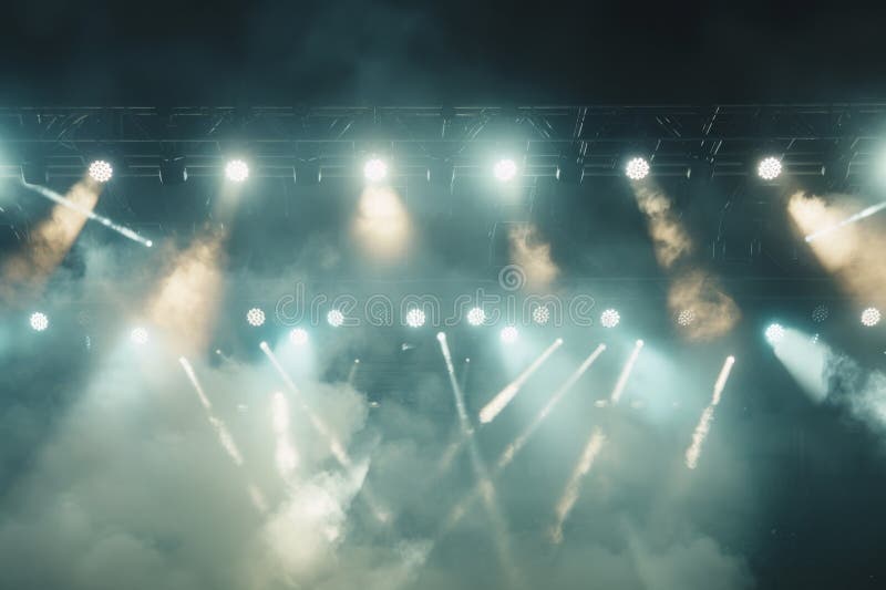 Concert Stage with Smoke and Light Show Stock Photo - Image of festival ...