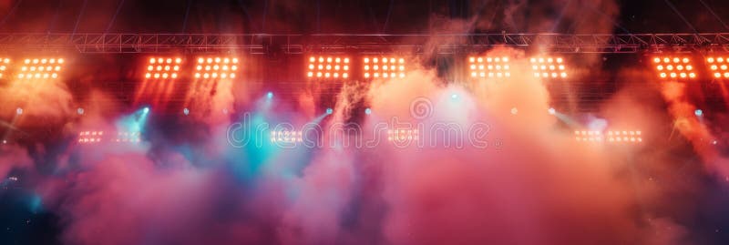 Concert Stage with Smoke and Light Show Stock Image - Image of band ...