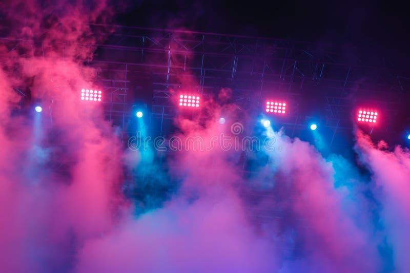 Concert Stage with Smoke and Light Show Stock Photo - Image of club ...