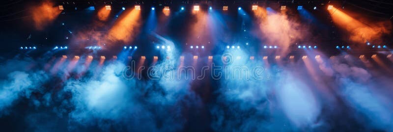 Concert Stage with Smoke and Light Show Stock Image - Image of haze ...