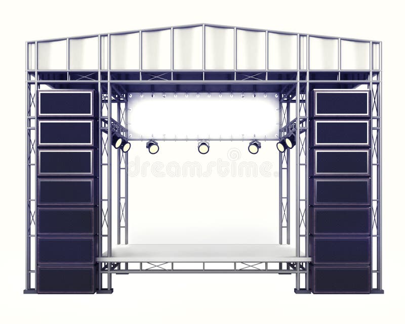 Concert Stage Steel Construction with Speakers on White Stock ...