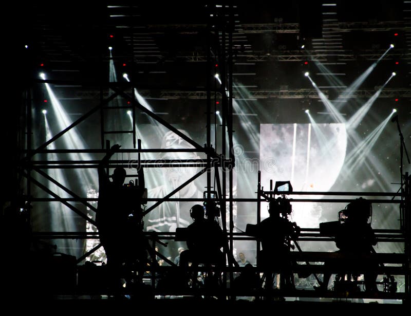 Concert stage workers editorial stock photo. Image of entertainment ...