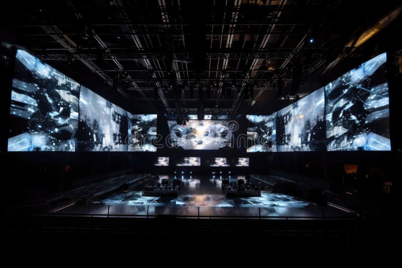 A Concert Venue with a Huge Screen Projecting Custom Visuals for the ...