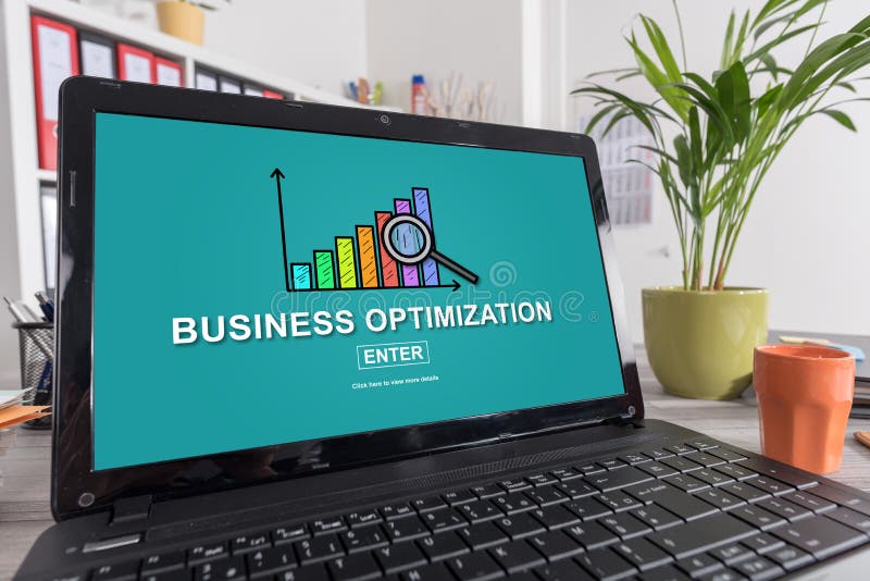 Concetto Di Ottimizzazione Di Affari Su Un Computer Portatile Immagine ...
