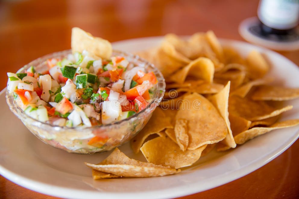 Conch Ceviche with Chips stock photo. Image of cuisine - 285887592