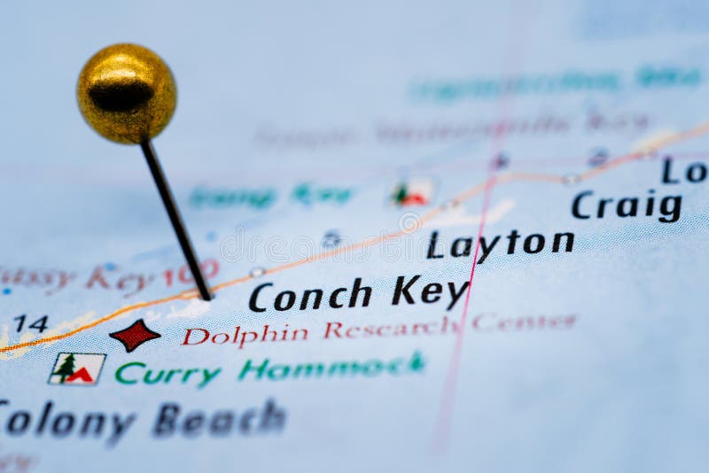 Conch Key, FL US USA Map Pin Close-Up Travel Destination Stock Image ...