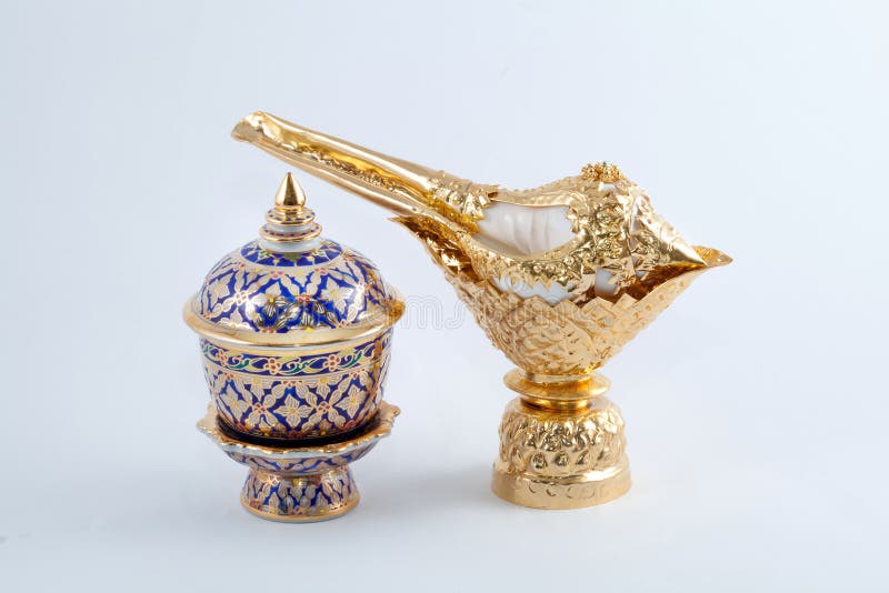 Conch Shell on Golden Tray for Thai Wedding Stock Photo - Image of tray ...