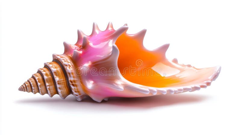 A Conch Shell with a Bright Orange Interior Showcasing Its Spiral Shape ...