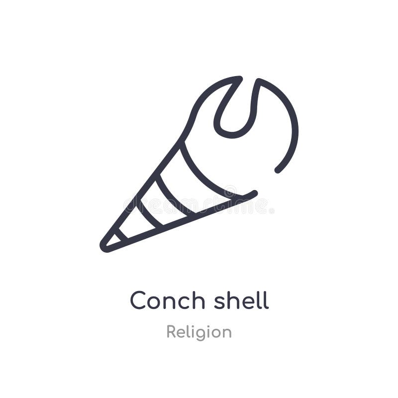 Conch Shell Outline Icon. Isolated Line Vector Illustration from ...