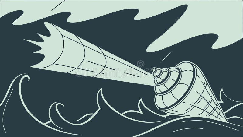 Conch Shell Telescope in Dynamic Ocean Waves, Vector Design Generative ...