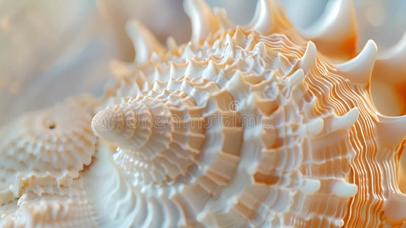A Conch Shell Up Close Its Spiraled Shape and Ridged Texture Creating a ...