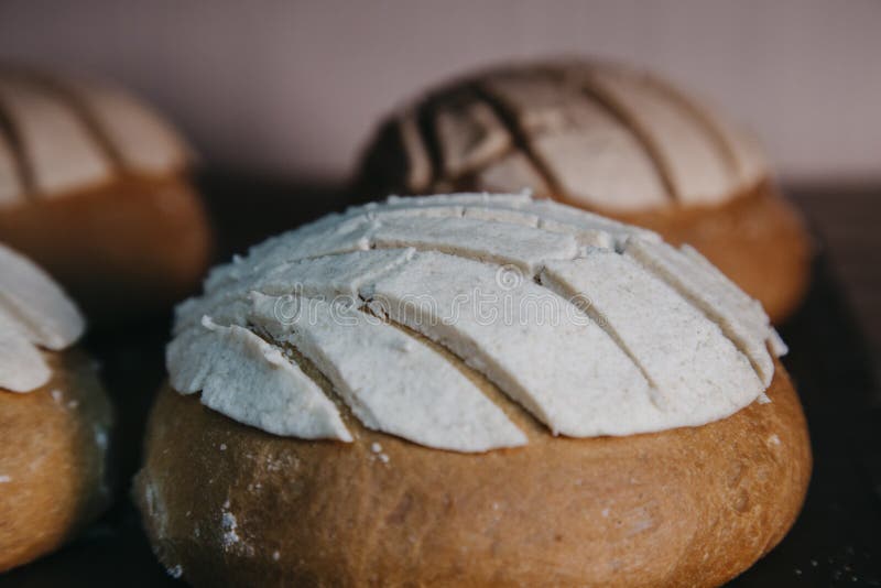 Concha with White Cover Mexican Bread Stock Image - Image of epicure ...