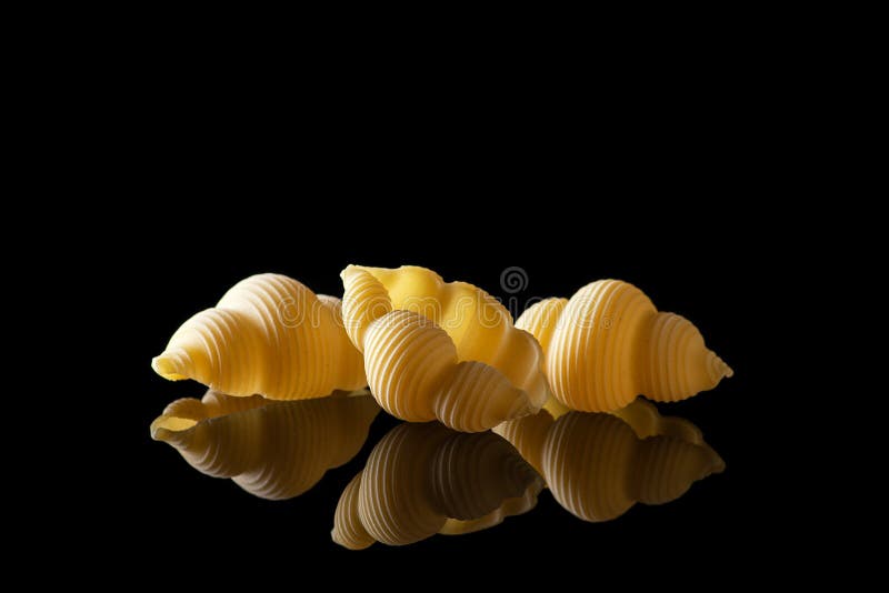 Conchiglie Rigate. with Clipping Path, Falling Striped Shell Pasta ...
