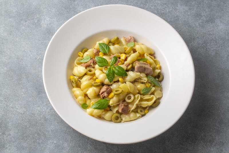 Conchiglie Rigate Italian Pasta and Tuna Salad Stock Image - Image of ...