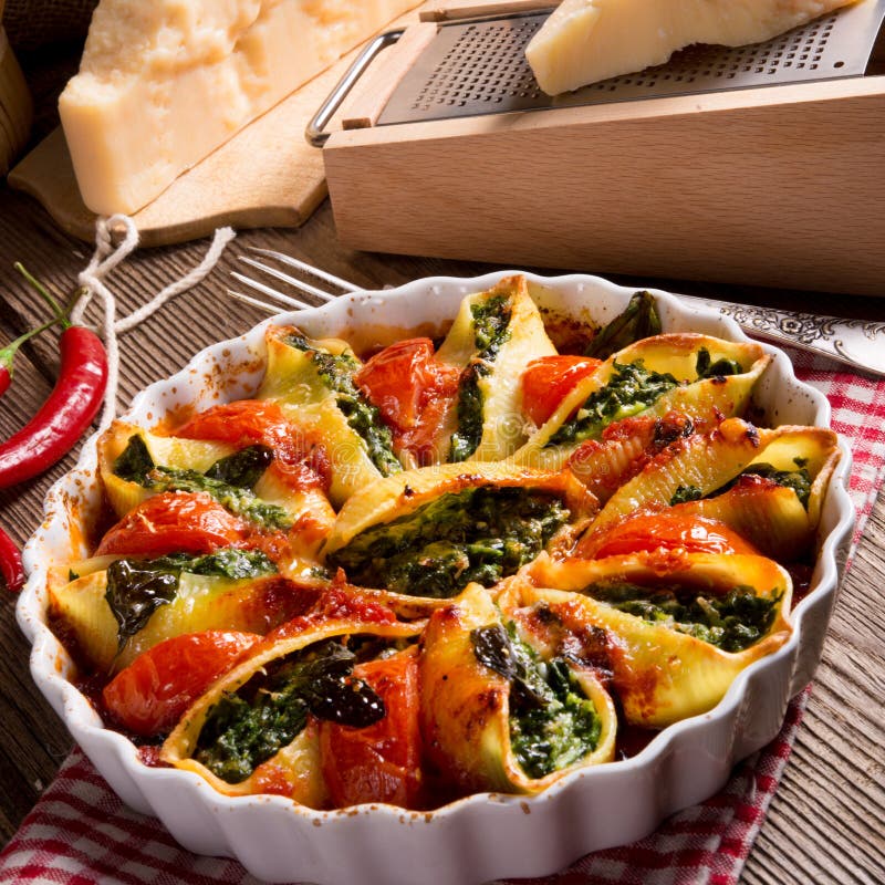 Conchiglioni stock photo. Image of dinner, grated, drink - 50100800