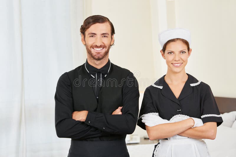 Concierge In Hotel Holding Service Sign Stock Image - Image of ...