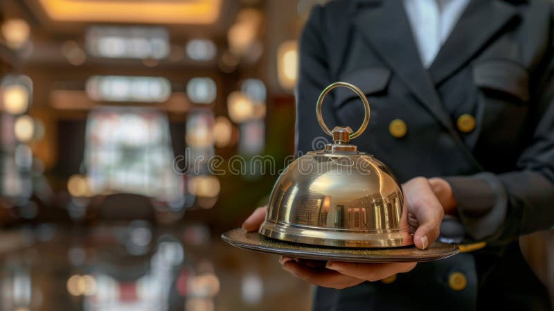 The Concierge with Service Bell.AI Generated Image Stock Photo - Image ...