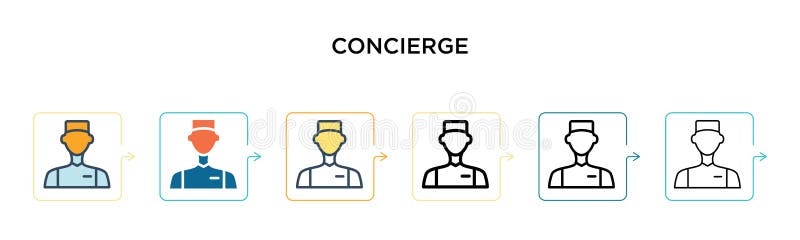 Concierge Vector Icon in 6 Different Modern Styles. Black, Two Colored ...