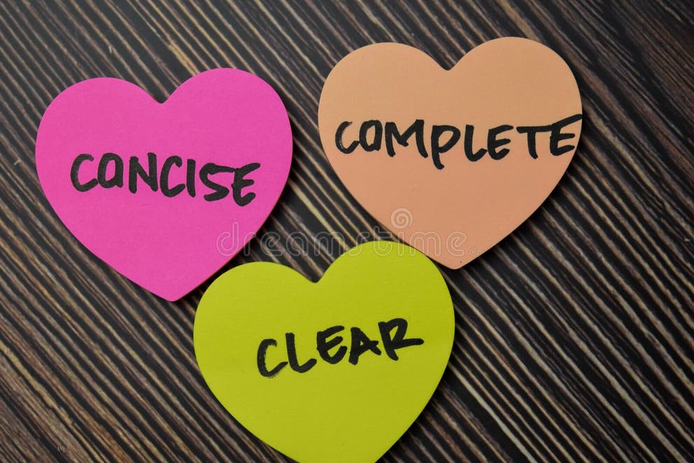 Concise Complete Clear Write on Sticky Notes Isolated on Office Desk ...