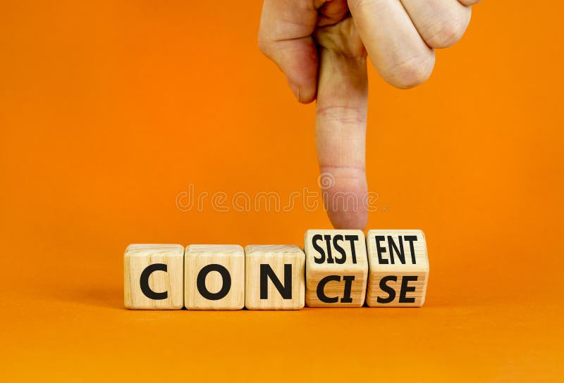 Concise or Consistent Symbol. Businessman Turns Wooden Cubes and ...