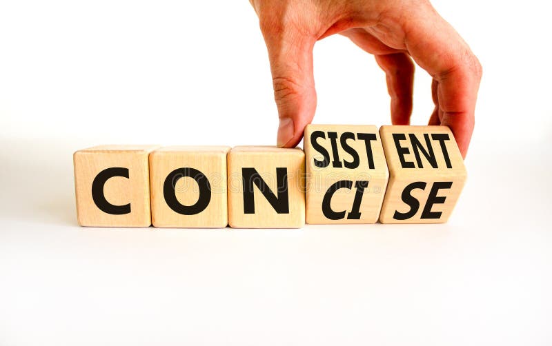 Concise or Consistent Symbol. Businessman Turns Wooden Cubes and ...