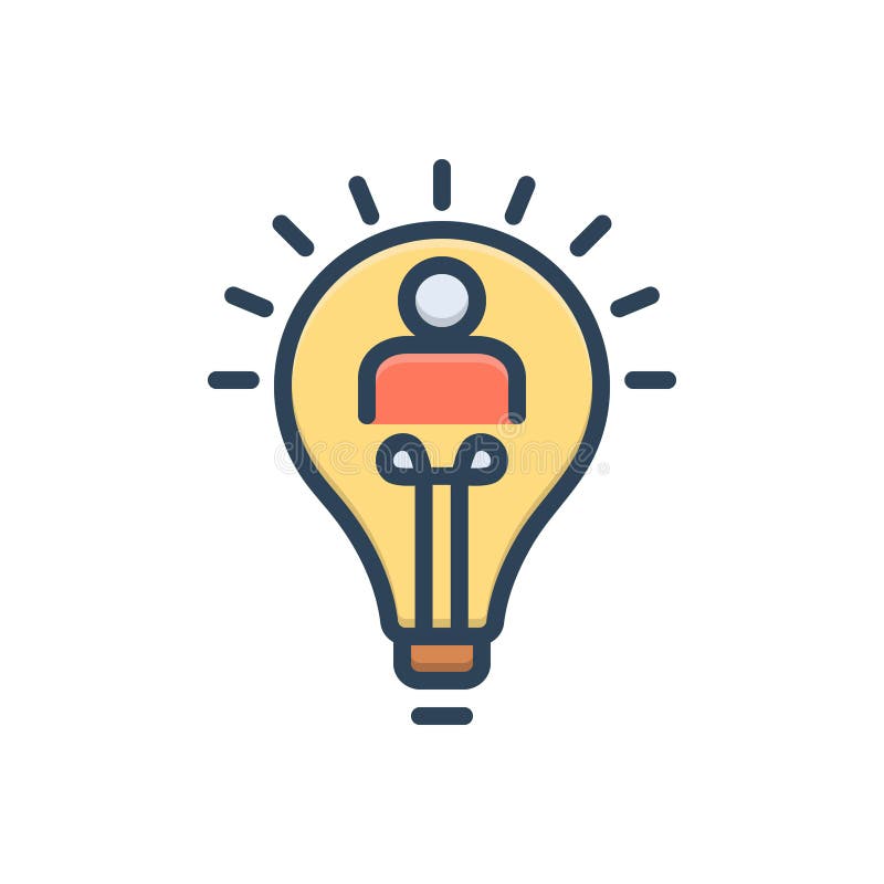 Color Illustration Icon for Conclusion, Thinker and Lightbulb Stock ...