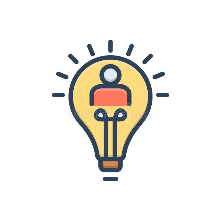 Color Illustration Icon for Conclusion, Thinker and Lightbulb Stock ...
