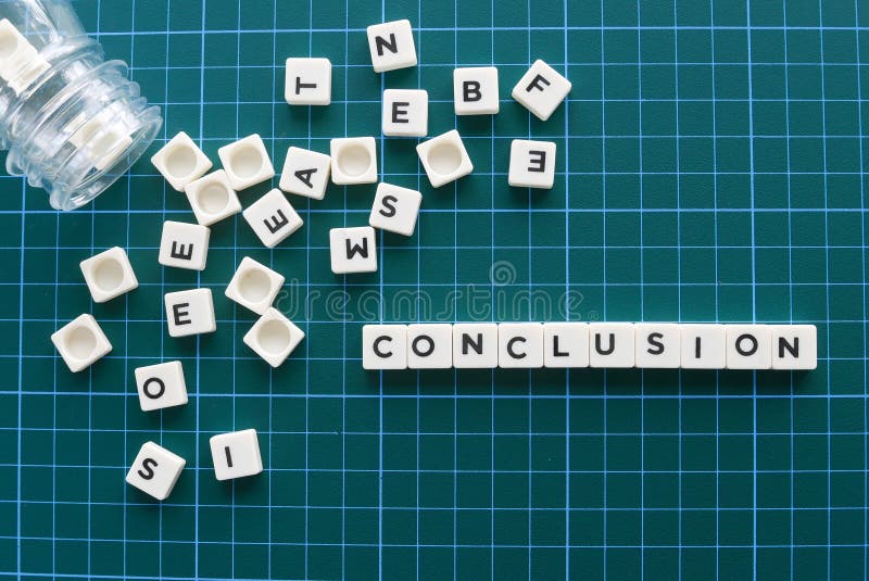 Conclusion Word Made of Square Letter Word on Grey Background. Stock ...